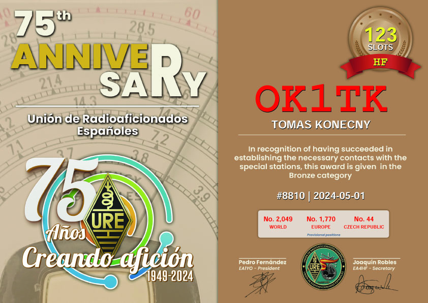 75th ANNIVERSARY Unión de Radioaficionados Españoles – OK1TK HAM Radio